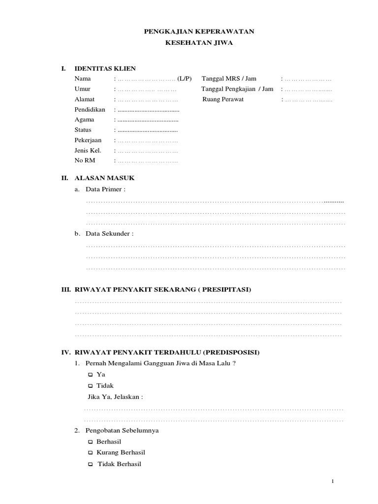 Format Askep Jiwa | PDF