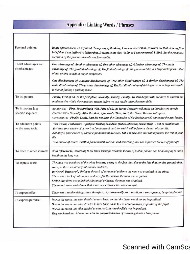 Linking Words For CAE | PDF