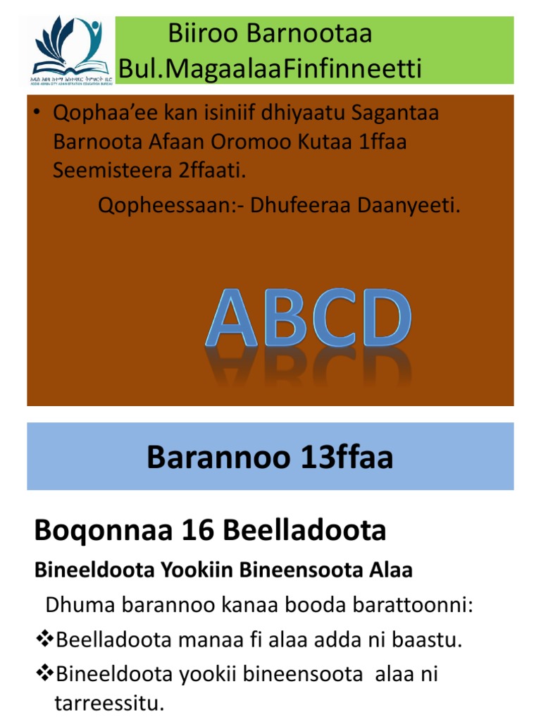 Afaan Oromoo Kutaa 1ffaa.... | PDF