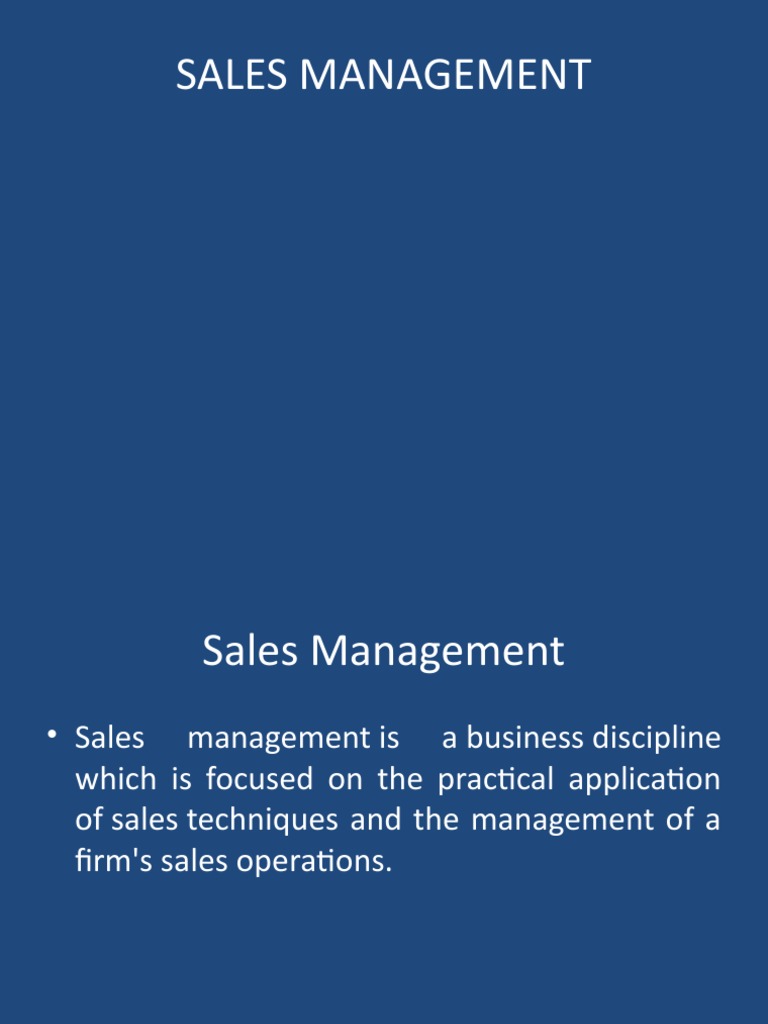 Sales Management Module 1 | PDF | Sales | Market (Economics)