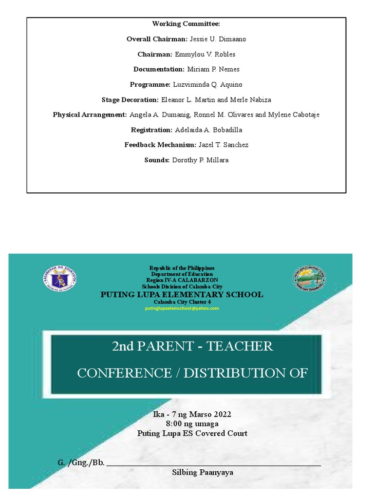 2Nd Parent - Teacher Conference / Distribution of Report Cards | PDF