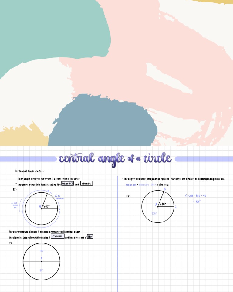 Central Angle of A Circle | PDF | Angle | Geometric Measurement