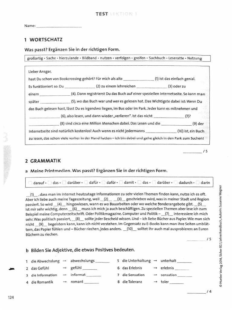 B2 Test Lektion 3 | PDF