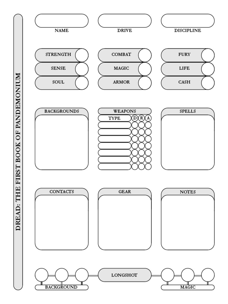 Dread Character Sheet | PDF | Gaming | Role Playing Games