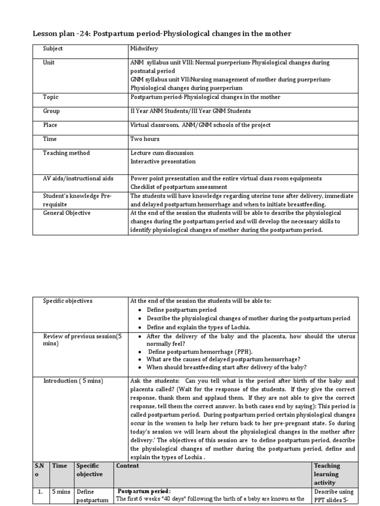 24.Postpartum period-Physiological changes in the mother | PDF ...