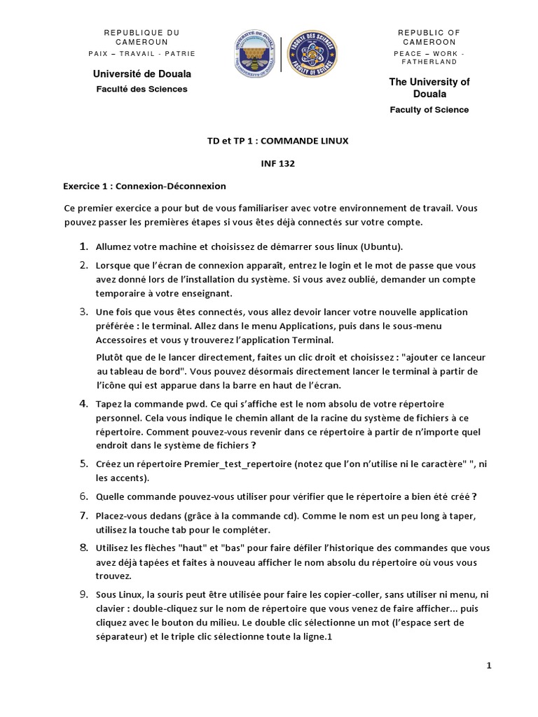 Introduction à la commande Linux INF 132 | PDF | Répertoire (informatique) | Fichier informatique