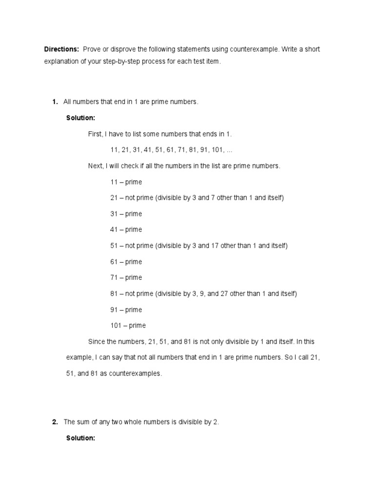 Analyzing Mathematical Statements and Solving Logic Problems | PDF ...