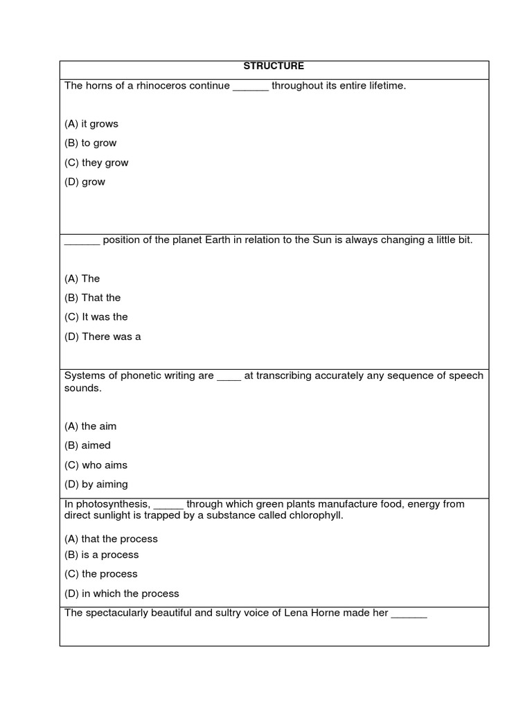 TOEFL Latihan Soal Structure and Written Expression | PDF | Moon | Earth