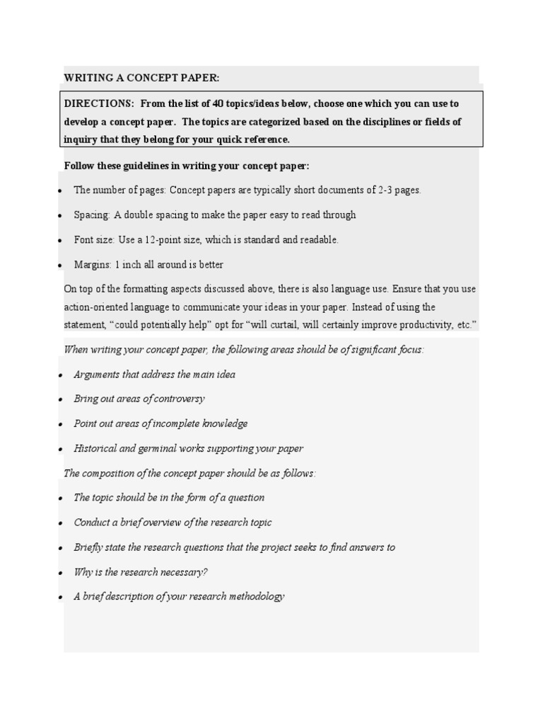 Writing Concept Paper | PDF | Concept | Family
