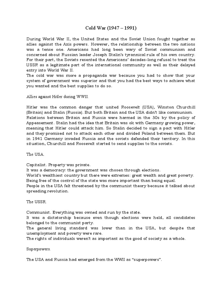 Cold War 1947 - 1991 | PDF | World Politics | Soviet Union