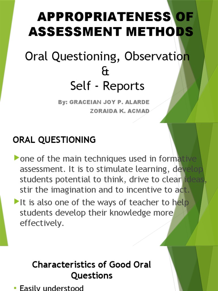 ORAL QUESTIONING, OBSERVATION | PDF | Educational Assessment | Observation
