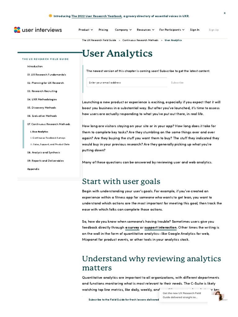 User Analytics - Continuous UX Research Methods | PDF | Analytics | Computing