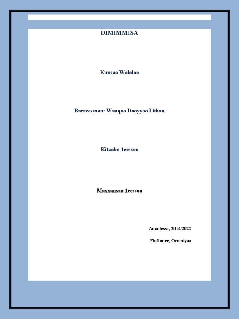Dimimmisa: Kuusaa Walaloo | PDF