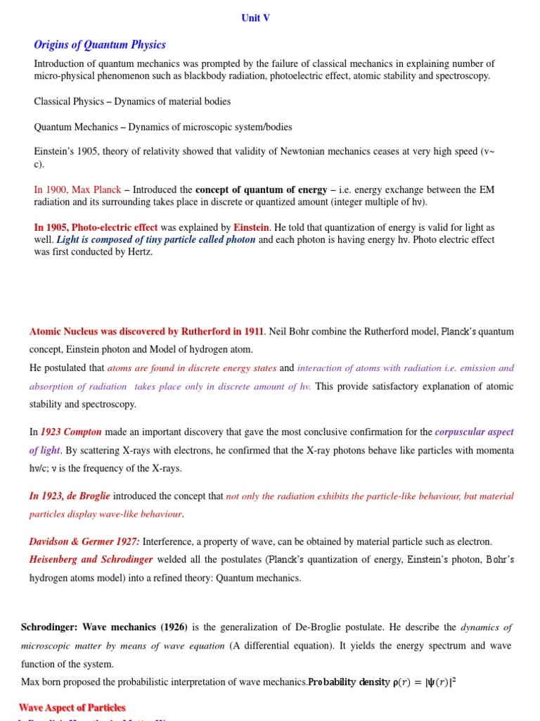 Unit V Quantum Mechanics PPT PH101 | PDF | Wave Function | Schrödinger Equation