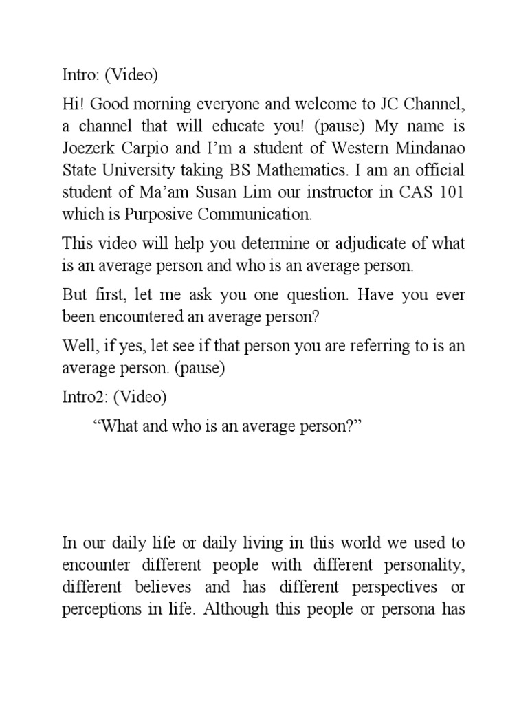 Video Script | PDF | Cognitive Science | Cognition