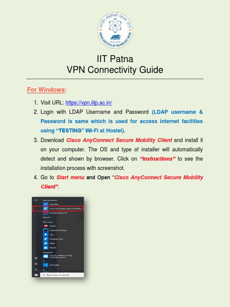 IIT Patna - VPN Connectivity Guide - Windows & Linux | Download Free PDF | Password | Operating ...