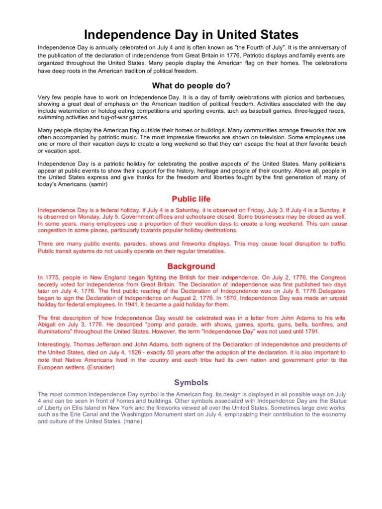 Independence Day in United States | PDF | Travel | History