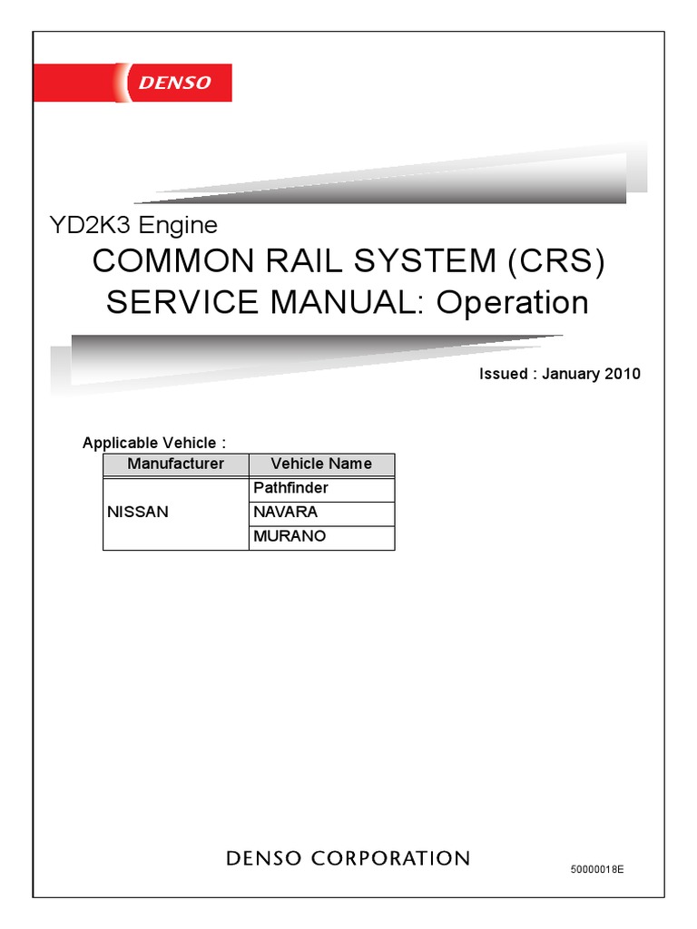 Common Rail System (CRS) SERVICE MANUAL: Operation: YD2K3 Engine | PDF ...