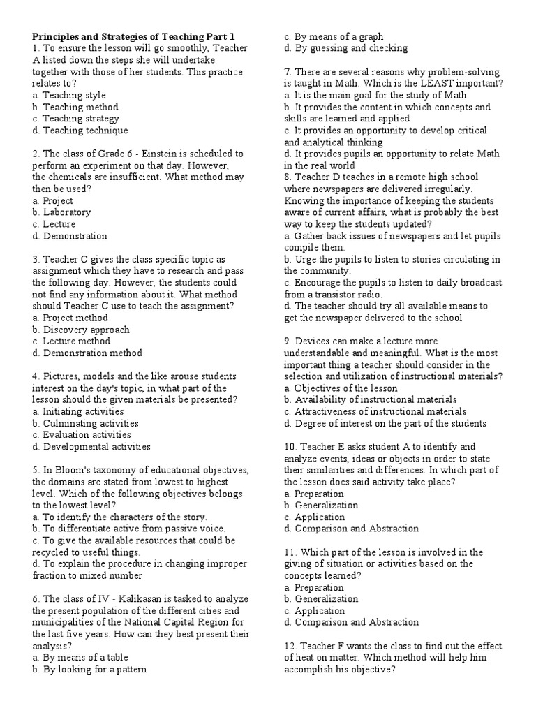 Principles and Strategies of Teaching Prof - Ed | PDF | Teachers | Learning