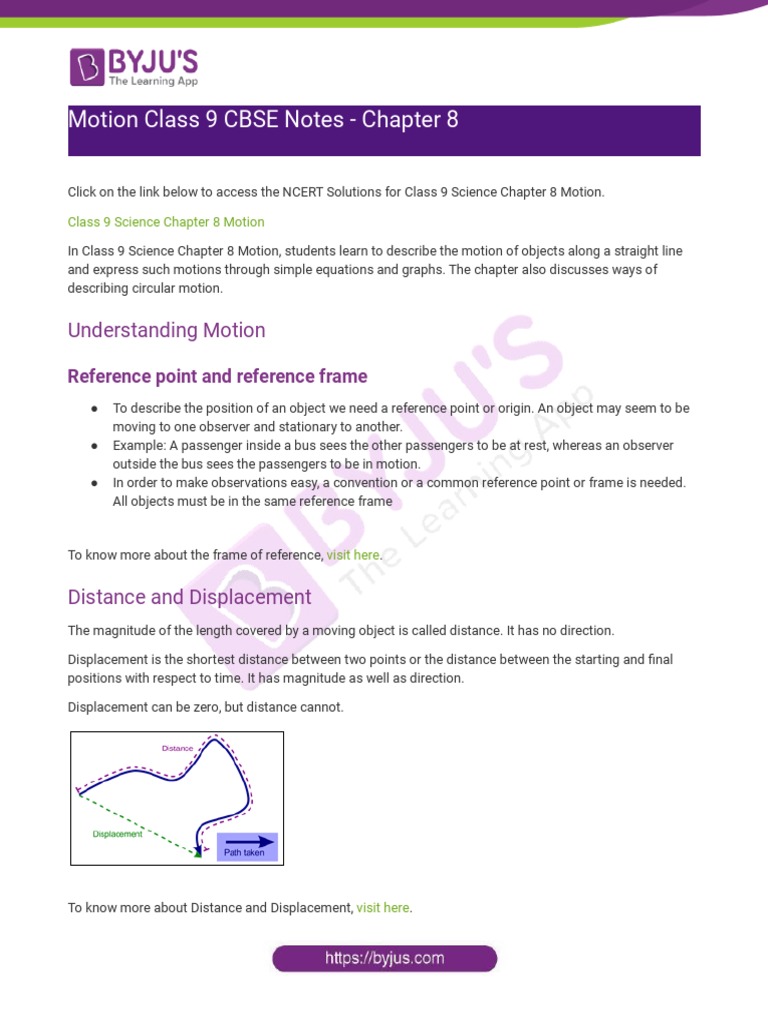 Class 9 Science Chapter 8 Notes | PDF | Speed | Velocity
