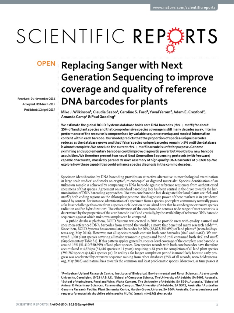 Wilkinson Et Al., 2017 | PDF | Dna Sequencing | Species Wilkinson Et Al., 2017 | PDF | Dna Sequencing | Species