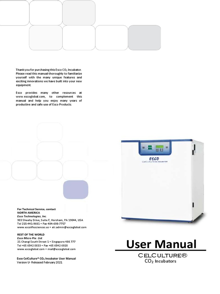 ESCO CO2 Incubator CCL-User Manual-V.u-feb2021 | PDF