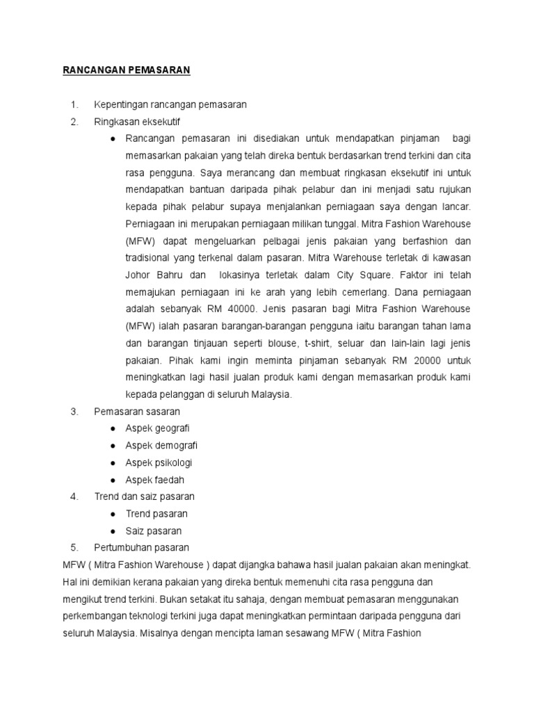 2.2 Rancangan Pemasaran | PDF