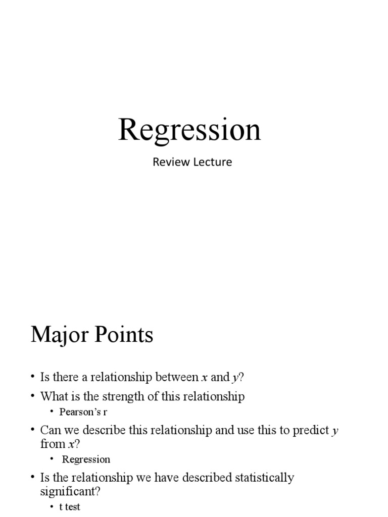 Regression Lecture Summary Pdf Regression Analysis Errors And