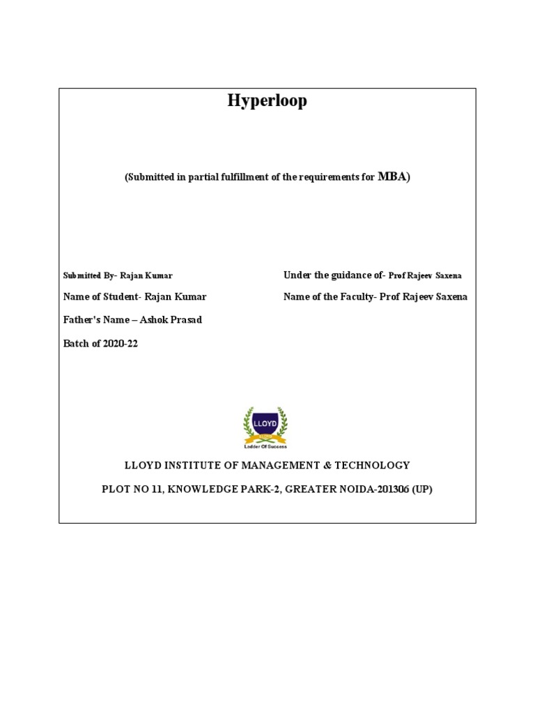 Mini Project 2 Hyperloop | PDF | Hyperloop | Transport