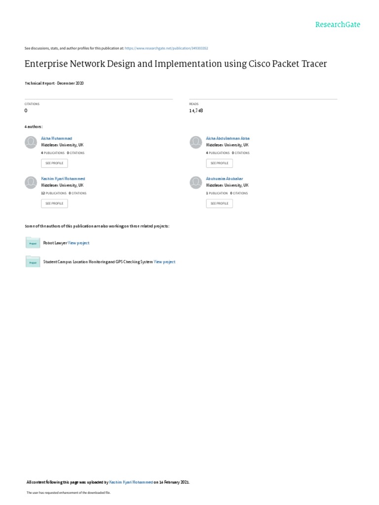 Enterprise Network Design And Implementation Using Cisco Packet Tracer Pdf Computer Network