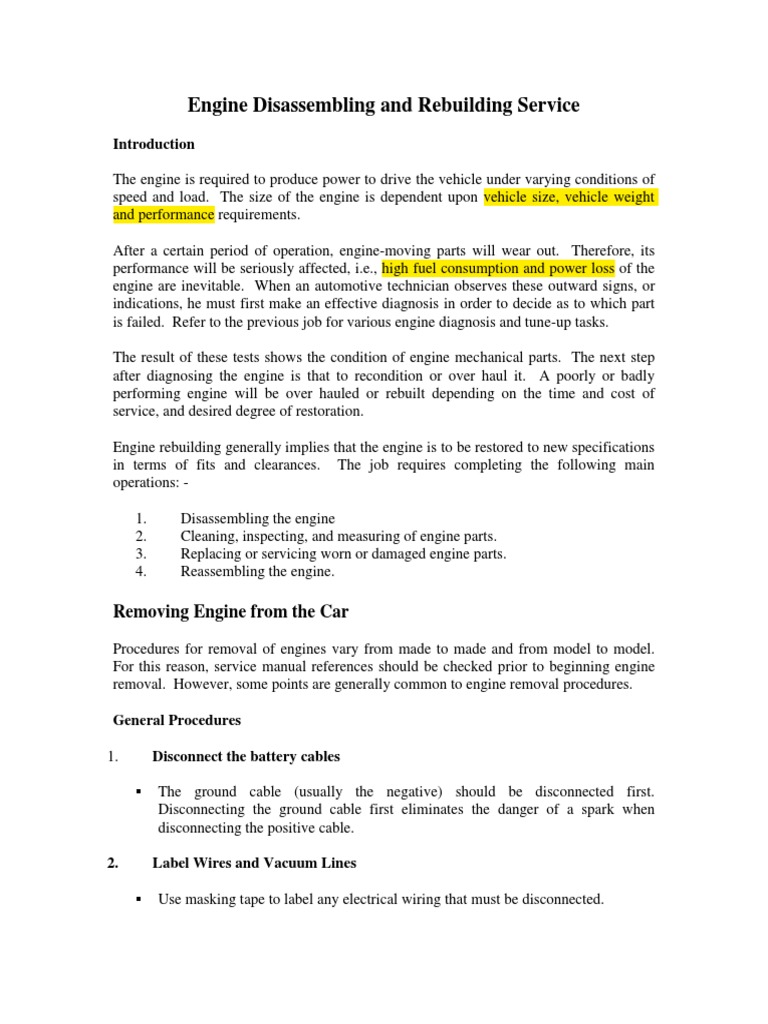 60 Automotive Engine Disassembling and Rebuilding Revised | PDF ...