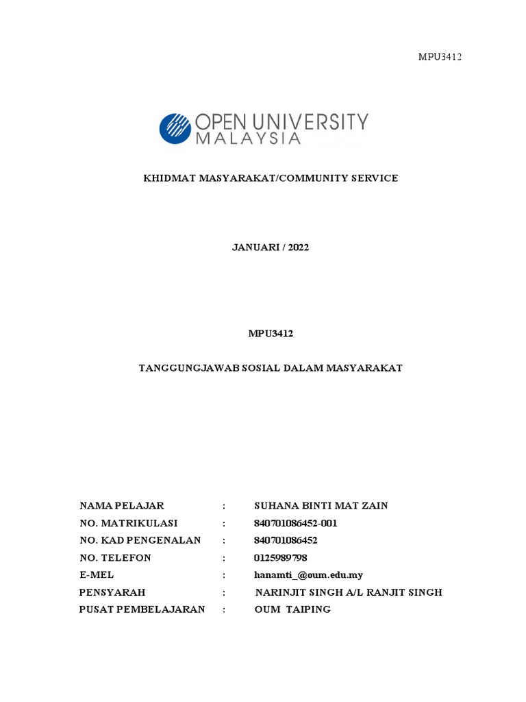 Assignment Community Service | PDF