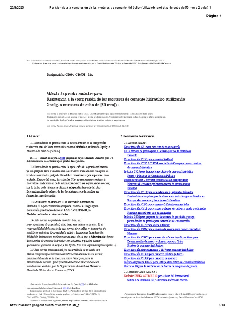 Astm C109 | PDF | Hormigón | Cemento