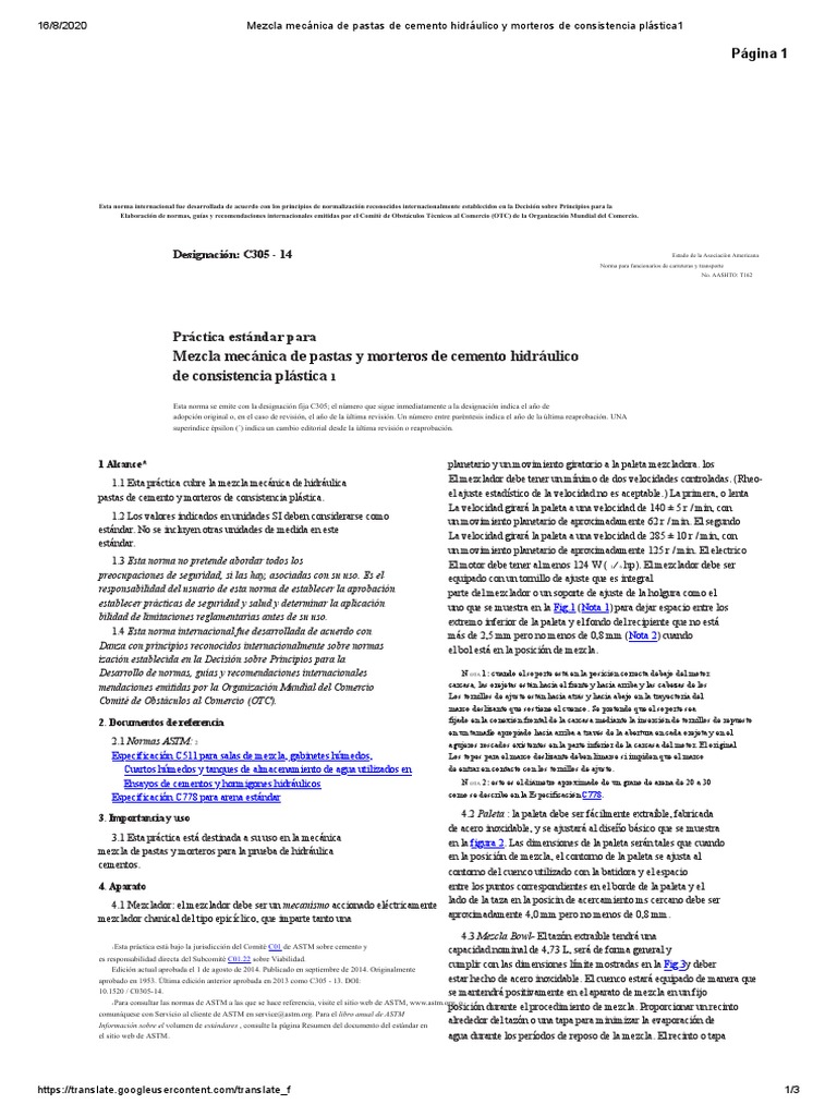 Astm C305 Es | PDF | Tornillo | Cemento