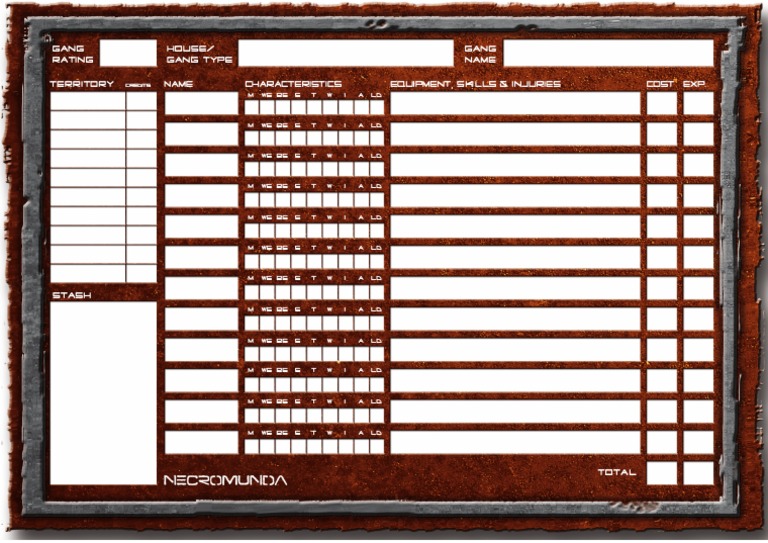 Necromunda Gang Roster | PDF | Leisure | Science Fiction Games