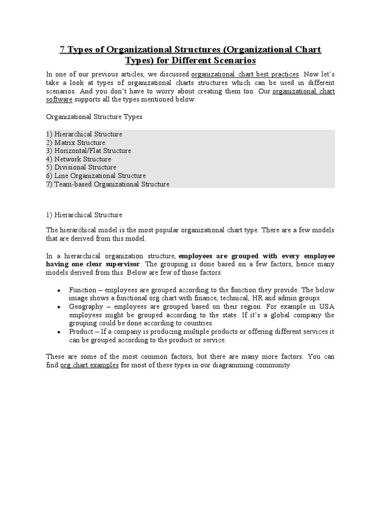 Types of Organizational Structure | PDF | Organizational Structure ...