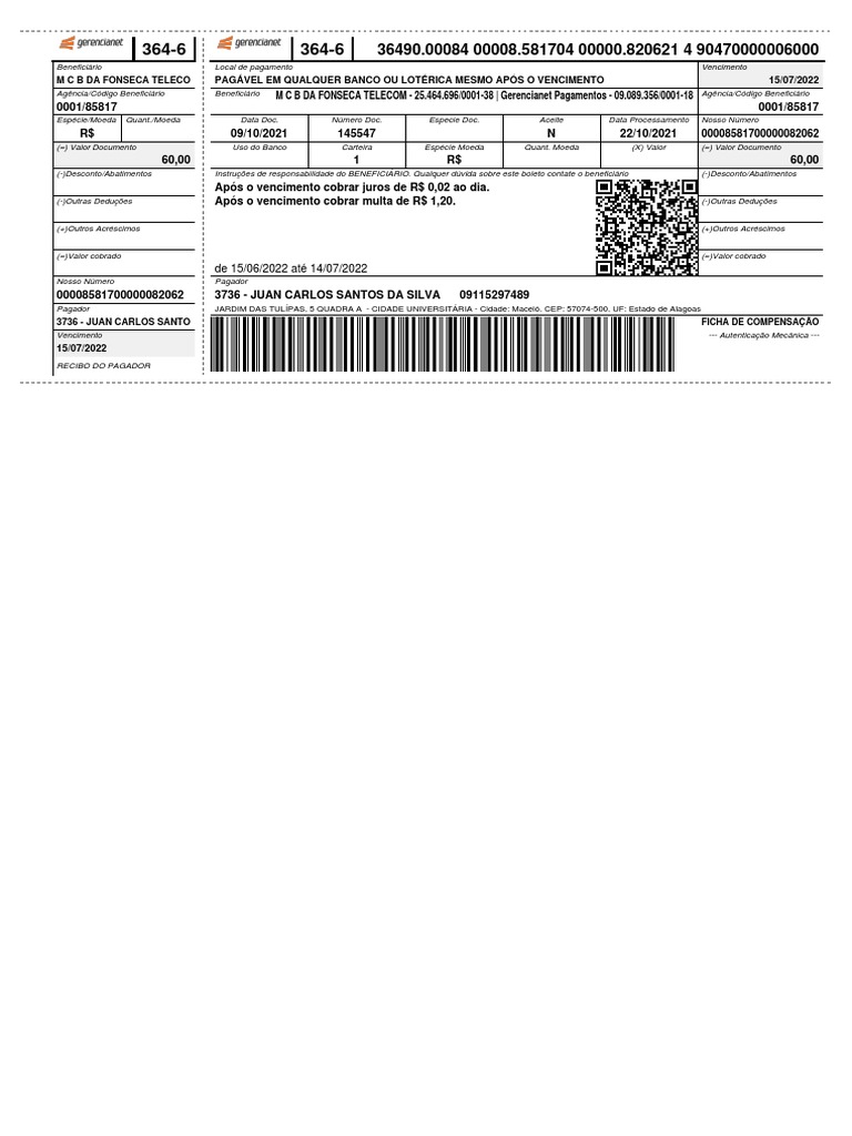 Modelo Boleto | PDF | Dinheiro | Bancos