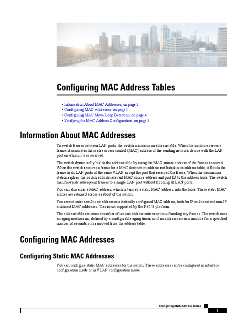 Configuring MAC Address Tables: Information About MAC Addresses | PDF | Network Switch | Multicast