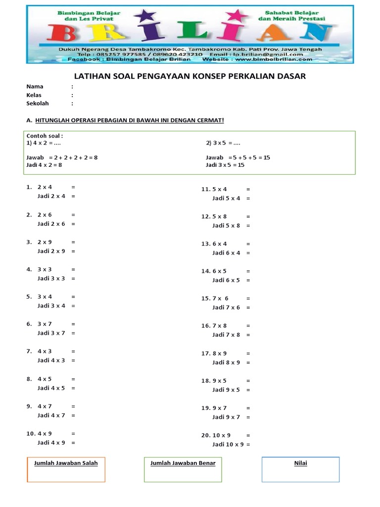 Latihan Soal Perkalian Dasar SD | PDF | Teaching Methods & Materials ...