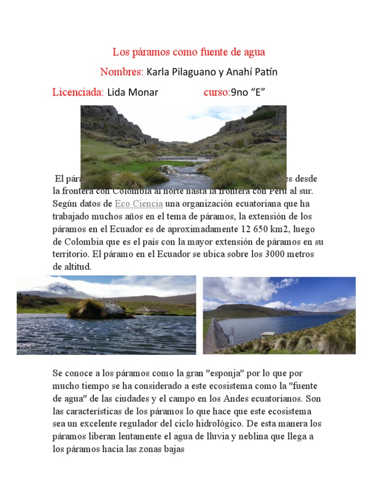 Los Paramos Como Fuente de Agua | PDF