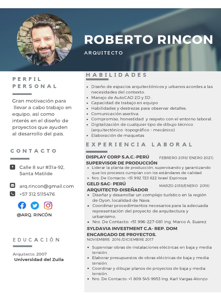 Currículum Roberto | PDF | Arquitecto | Diseño