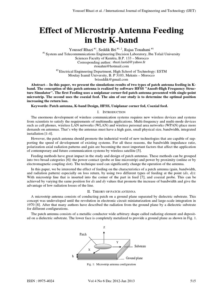 Effect of Microstrip Antenna Feeding in The K-Band Proximity Feed ...