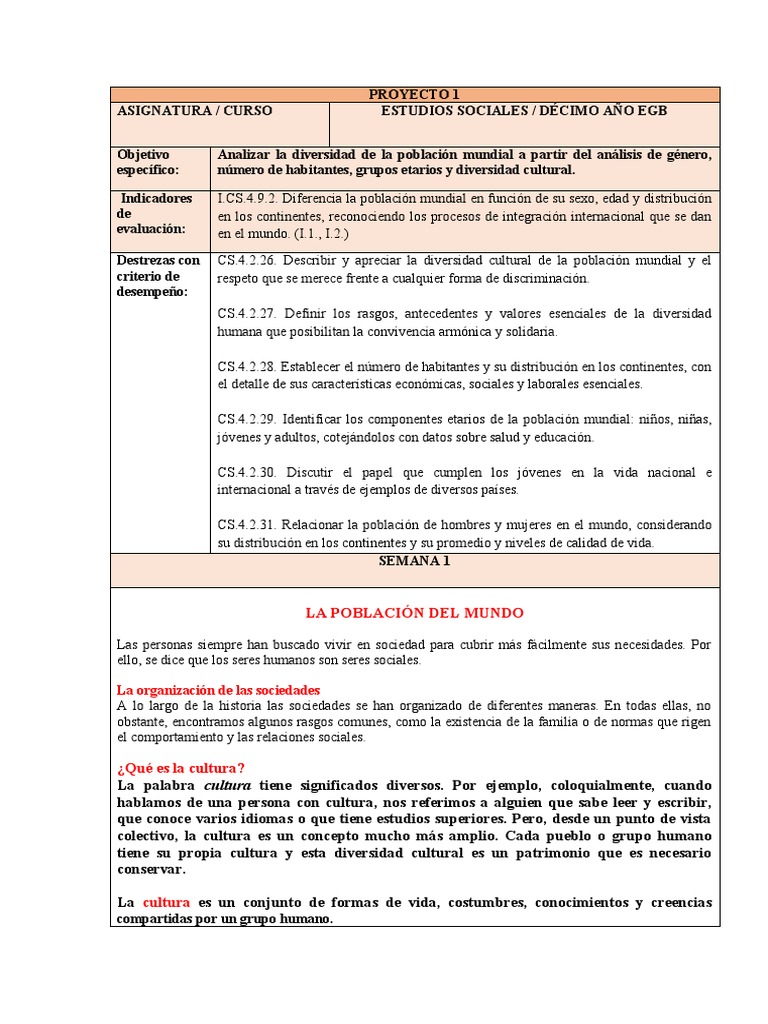 Act. Por Asignatura Eess 10mos | PDF | Población | Demografía