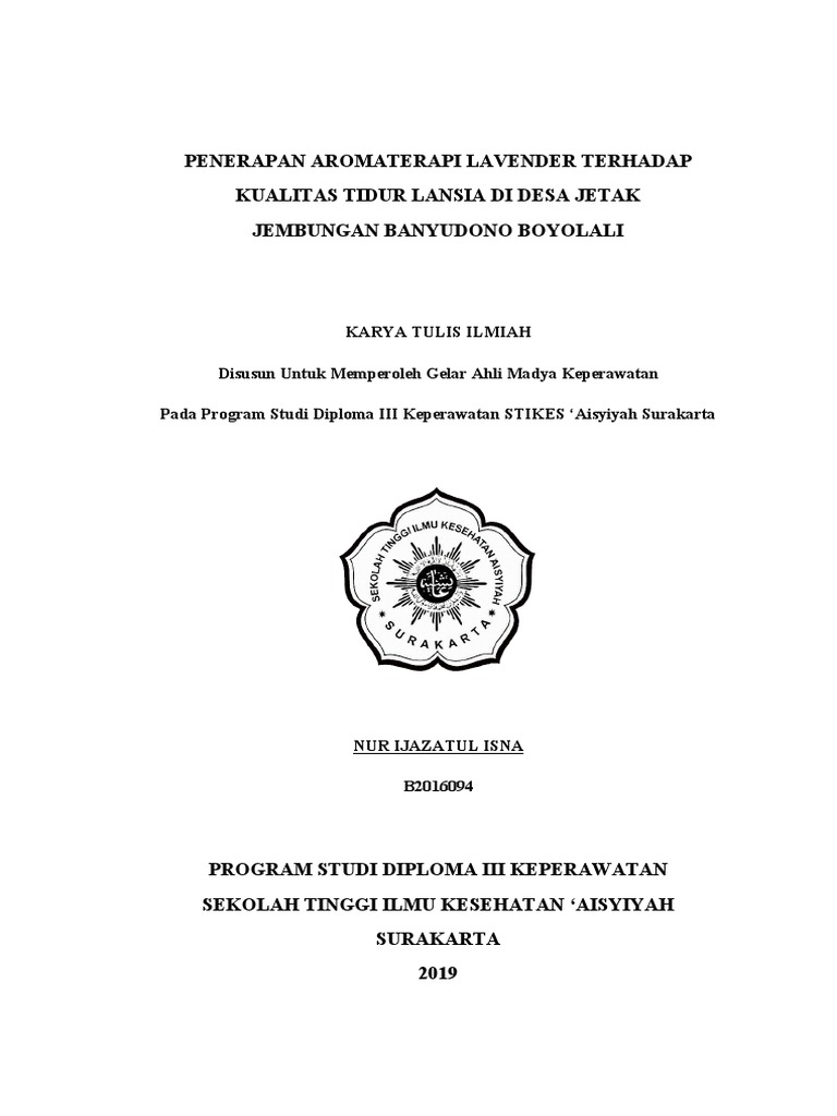 Penerapan Aromaterapi Lavender Terhadap | PDF | Pengembangan Diri | Kesehatan Holistik