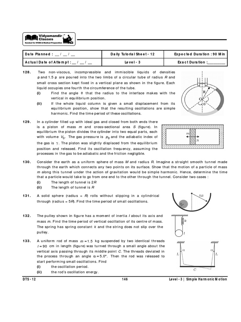 Date Planned: - / - / - Daily Tutorial Sheet - 12 Expected Duration: 90 Min Actual Date of ...