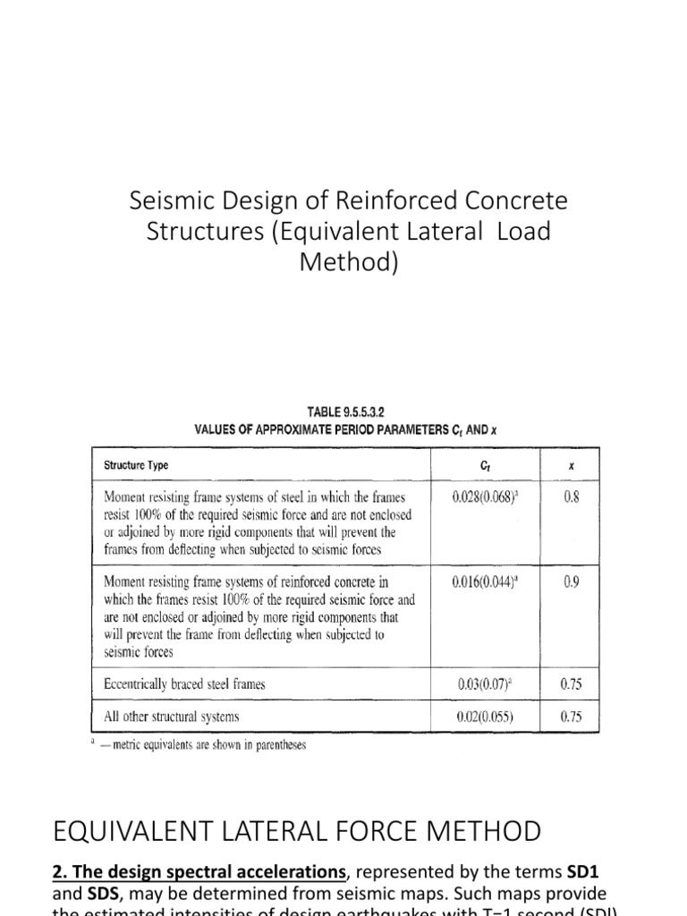 7 - Sesmic Loads (Equivalant Leteral Load Method) | PDF | Force | Concrete