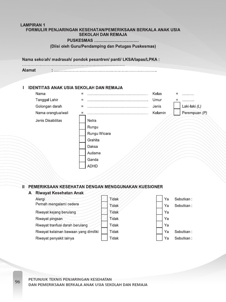 Form Penjaringan | PDF | Gaya Hidup