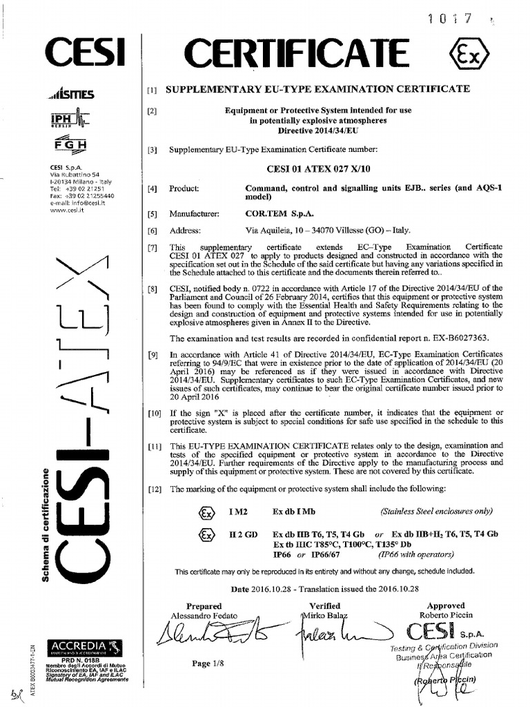 Cesi 01 Atex 027x Ing | PDF