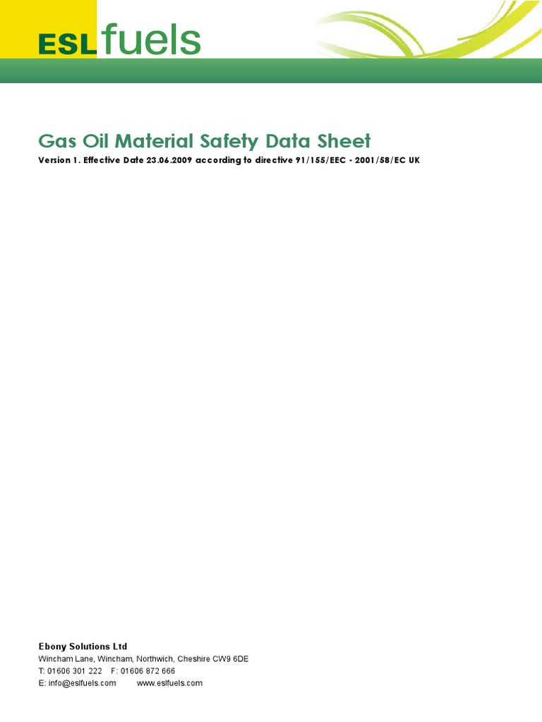 Gas Oil Material Safety Data Sheet | Download Free PDF | Firefighting ...