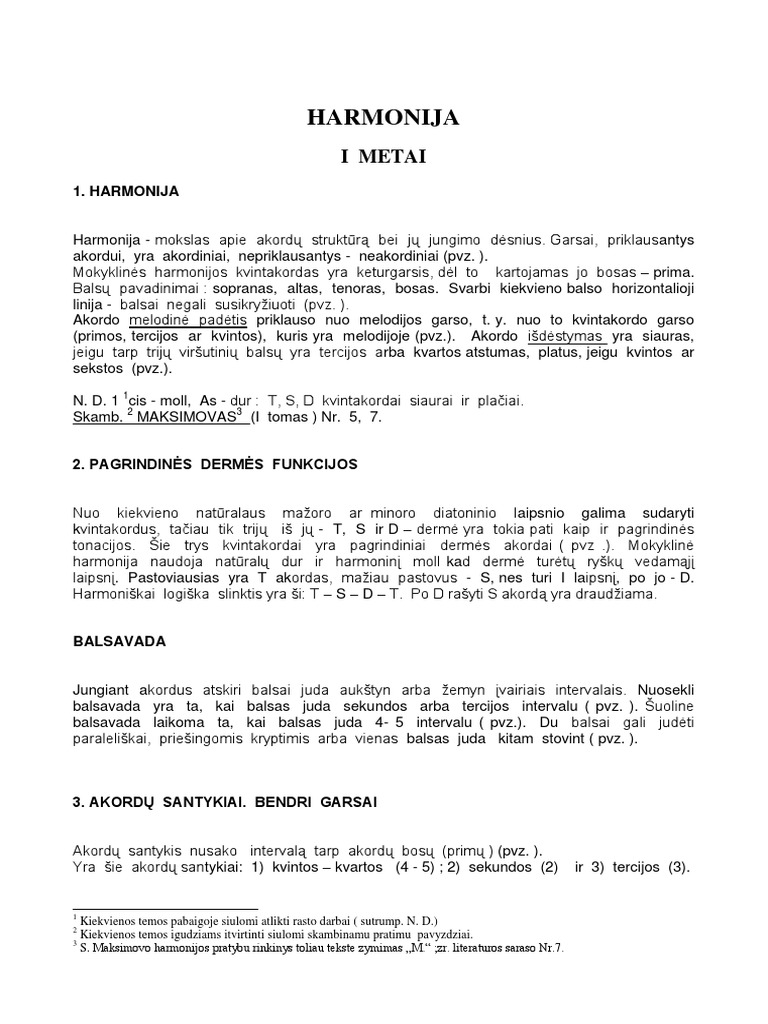 Harmonija 10 Kl. Konspektas | PDF